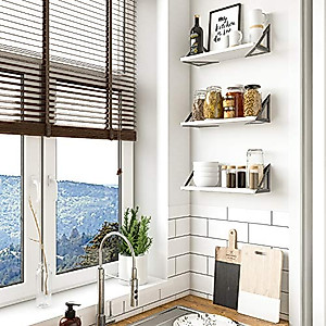 Wallniture Milan White Floating Shelves for Wall, Bathroom Shelves Wall Mounted Set of 3, Wood Geometric Triangle Shelf for Bedroom, Living Room, Kitchen