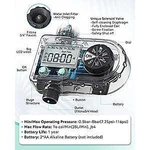 RAINPOINT Sprinkler Timer, Hose Timer with 3 Individual Programs, Water Timer for Garden Hose Faucet, Programmable Automatic/Manual Irrigation System, for Specific Days or Daily Outdoor Lawn Watering