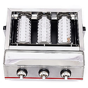 3 Burner Gas Tabletop Griddle, Commercial Gas BBQ Grill 2800Pa Stainless Steel Gas Grill for Outdoor Camping Party Tailgating (3-Burner)