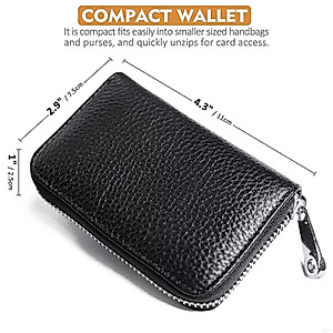 GADIEMKENSD Women Credit Card Holder Small Rfid Wallet Zipper Genuine Leather Accordion Wallets Case for Womens id Compact Slim Zip 12 Individual Credit Card Slots And 2 Cash Slots Wine Red