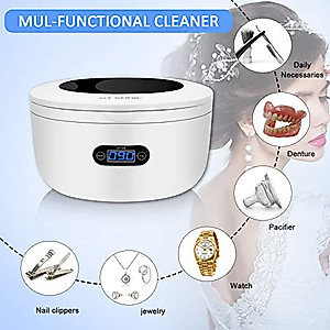 Ultrasonic Jewelry Cleaner -Silver Cleaner for Jewelry Rings Eyeglasses Watches Coins Tools Razors Earrings Necklaces Dentures,Waterproof with Five Digital Timer and 25 Ounces Tank
