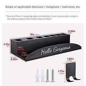 MISTOD Storage Holder for Airwrap Curling Iron Wall Mounted, Rustic Hair Dryer Stand Rack Bracket Wood Hair Wrap Styler Tools Attachments Holder for Bathroom Home Organizer - Black