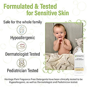 Heritage Park Luxury Laundry Detergent | Dermatologist Tested Plant based Natural & Enzyme Laundry Detergent | Sensitive Skin Friendly - Fragrance Free (32 fl oz)