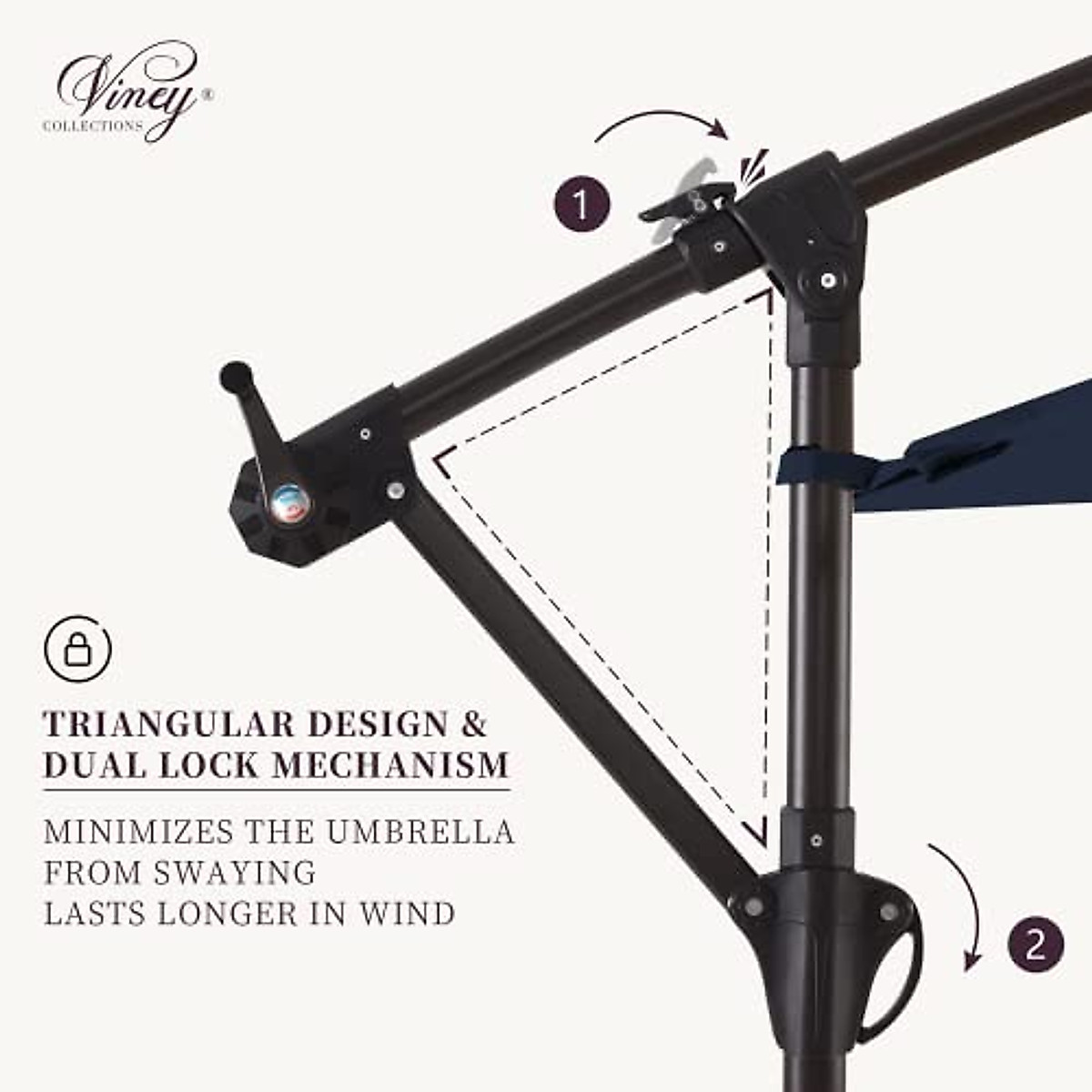 VINEY 10FT Patio Offset Umbrellas Cantilever Umbrella, Large Outdoor Umbrella w/Infinite Tilt, RECYCLED FABRIC Canopy & Cross Base for Backyard, Poolside, Lawn and Garden (Navy Blue)