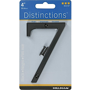 Distinctions 843147 Black Flush-Mount 4-Inch House Number 7