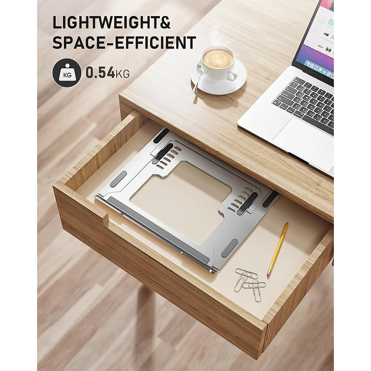 ACEMAGIC Laptop Stand, Aluminum Computer Riser, Ergonomic Laptops Elevator for Desk, Metal Holder Compatible with Notebook Computer Under 17.3 Inches, Silver