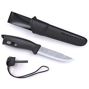 Morakniv Companion Spark Sandvik Stainless Steel Fixed-Blade Knife With Sheath and Fire Starter, 3.9 Inch