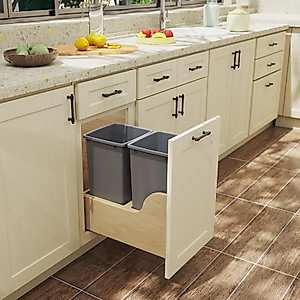 LOVMOR 35QT Kitchen Trash Can - Lightweight and Sturdy Slim Trash Can, Wastebaskets for Kitchen, Bathroom, Office, Workspace, Easy to Clean, 1 Pack, Gray