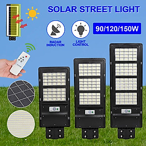 MA STRAP Street Light 120W Solar Panel Street Light Outdoor Dusk to Dawn LED Solar Powered Street Lamp Security Led Flood Light with Remote Control Waterproof Radar Sensor for Yard, Road,Garden,Park