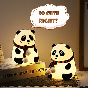 LED Kids Night Light Cute Nursing Night Light Non-Flickering Eye-Caring Lamp-USB Rechargeable, Touch Control, Multi-Color and Warm White Can be Switched, Fabulous Ideal Gift (Panda Round Eyes)