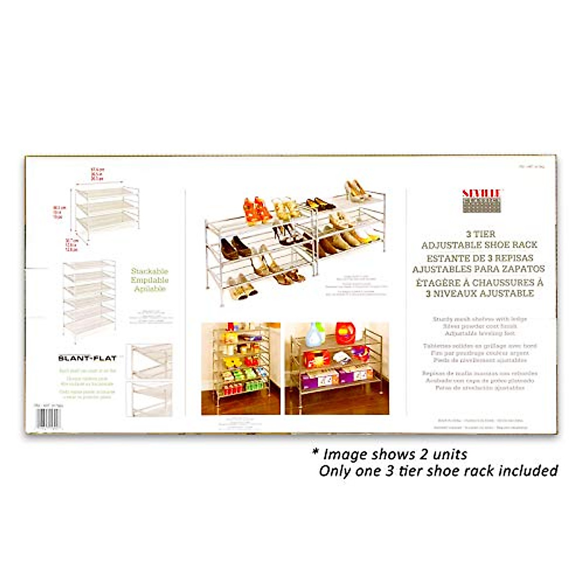 Seville Classics 2-Tier Iron Mesh Utility Shoe Rack, Silver