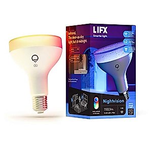 LIFX Color BR30 (Nightvision Edition), 1100 lumens E26, Wi-Fi Smart LED Light Bulb, Full Color and Whites, No Bridge Required, Works with Alexa, Hey Google, HomeKit and Siri (1-Pack)
