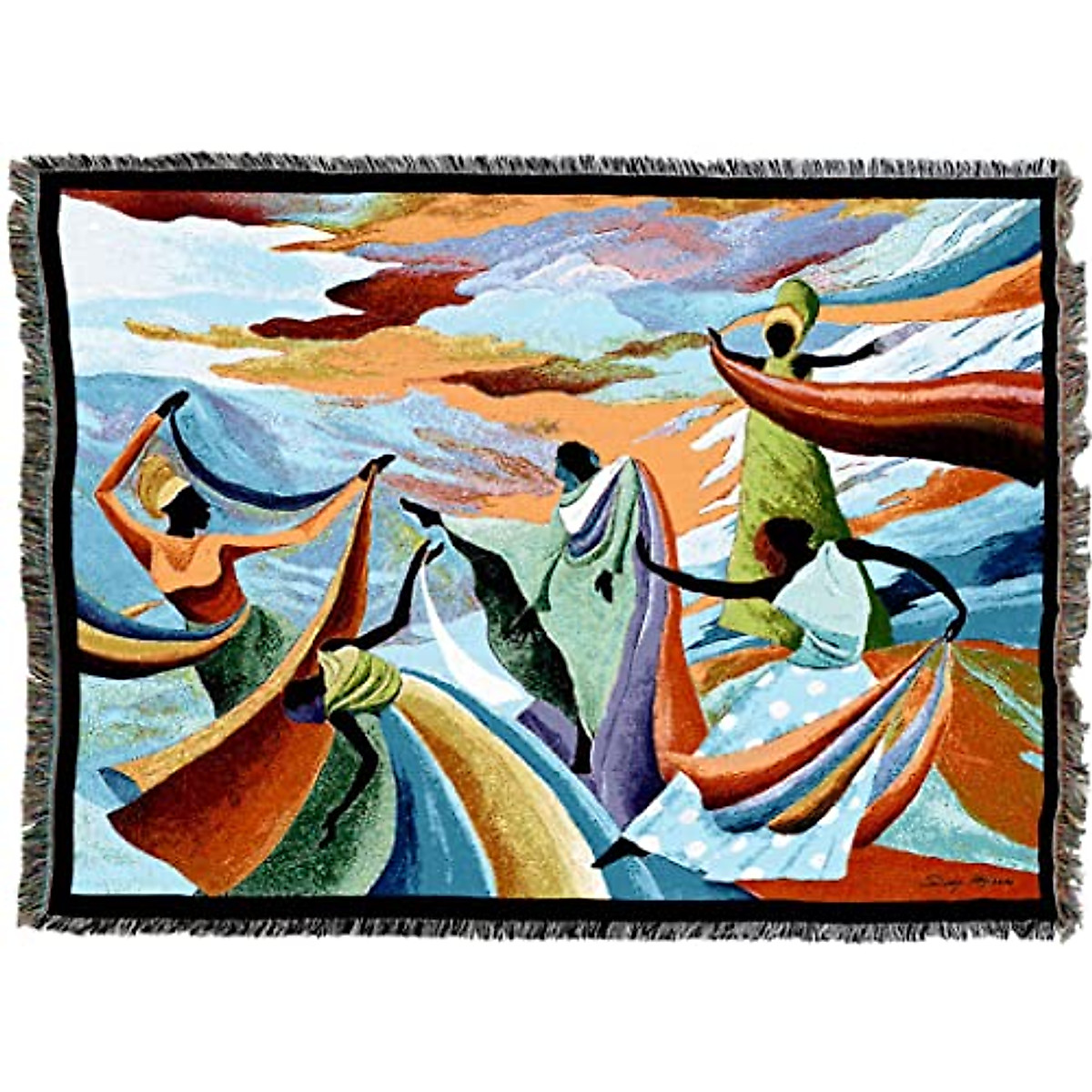 Pure Country Weavers Skydancer Blanket - African Cultural Gift Tapestry Throw Woven from Cotton - Made in The USA (72x54)