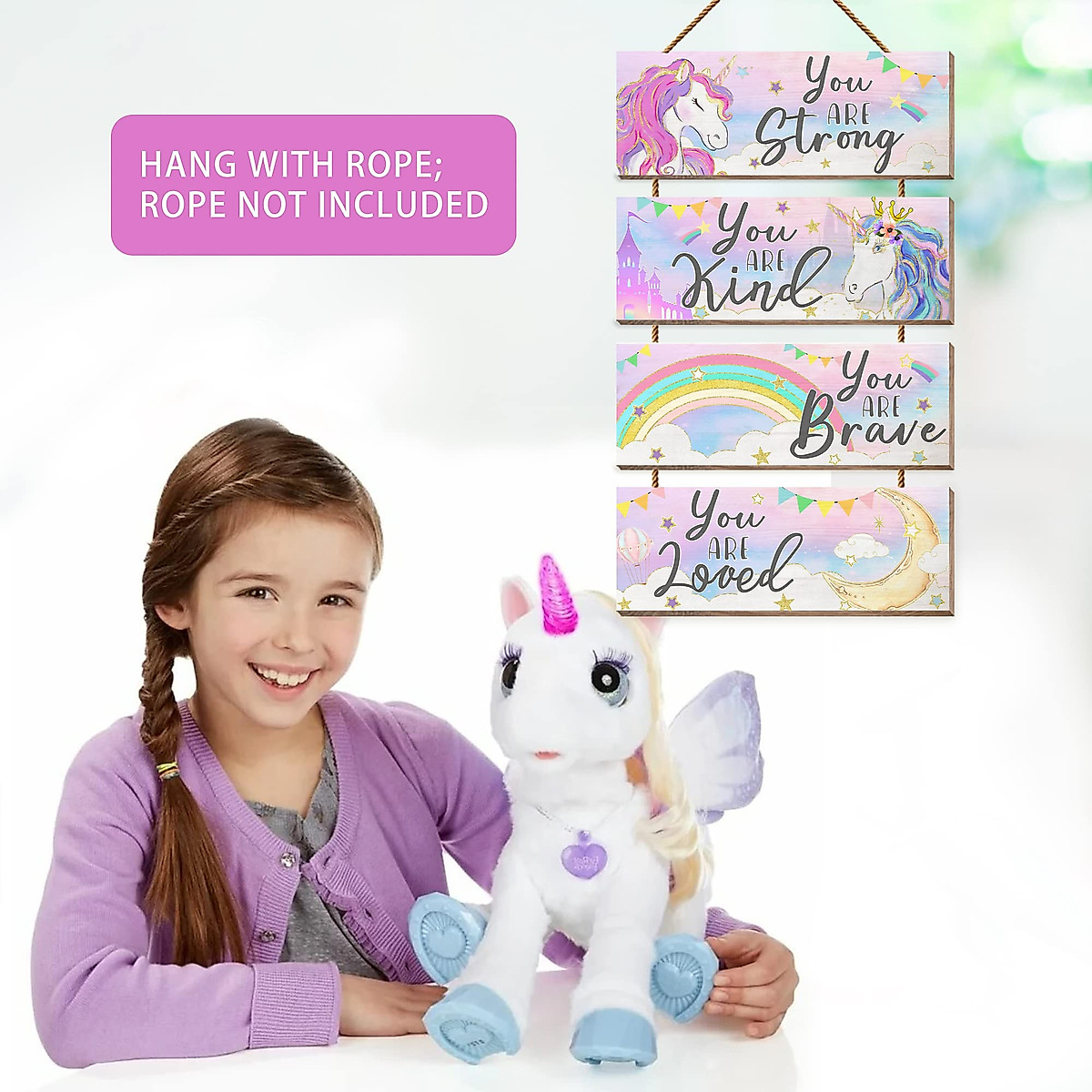 Unicorn Room Decor for Girls Bedroom, Unicorn Wall Decor, Rainbow Girls Room Decor, Unicorn Bedroom Decor for Girls Kids Nursery, Inspirational Wall Art, Unicorn Birthday Party Decorations