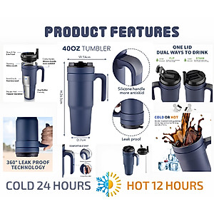 Sama Goods Cafeteria Coffee Mug with Handle for Hot and Cold Drinks, Travel Mug (auter space blue), 40 OZ, FC094