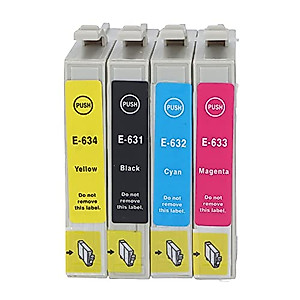 Hilitand 4PCS Ink Cartridge Smoothly Ink Output Large Capacity 4 Colors BK C M Y Cartridge Combo Pack for Printer Accessories (T0631/T0632/T0633/T0634)
