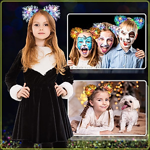 60 Pack Light up Cat Ears Headband Bulk Multicolor Cute Glow Headband Party Rave Hair Accessories for Women Girls Kids Festival Birthday Party Accessories