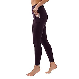 90 Degree By Reflex Power Flex Yoga Pants - High Waist Squat Proof Ankle Leggings with Pockets for Women - Fig Sugar - XS