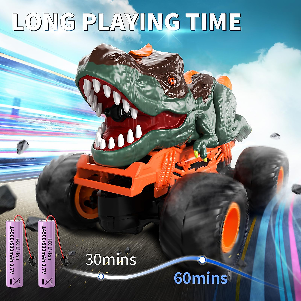 Bennol Remote Control Dinosaur Car Trucks Toys for Kids Boys 3-5 4-7 8-12, 2.4GHz RC Dino Car Toys Gifts for 3 4 5 6 Year Old Boys Kids, Indoor Outdoor RC Car Dinosaur Toys for Kids 3-5 4-7 5-7 8-12