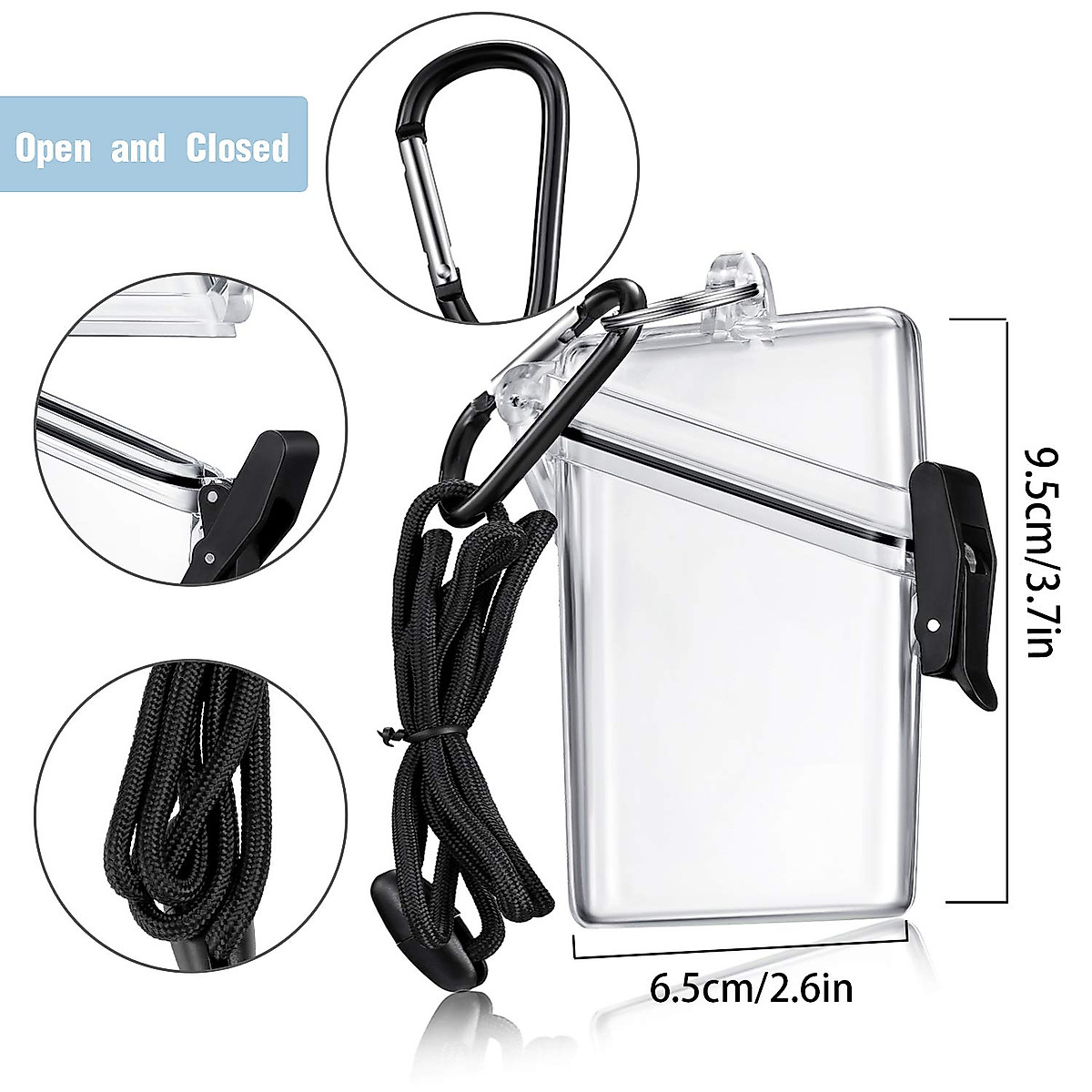 3 Pack Waterproof ID Badge Holder Case Waterproof Sports Case Vertical Badge Holders with Lanyard and Keychain