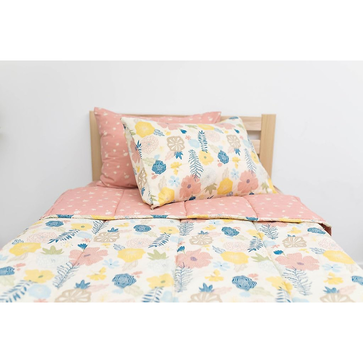 Beddy's Flower Blossoms Girls Durable Zipper Bedding, Bed in a Bag, Floral Sheets and Comforter, Easy to Make and Wash, Includes Pillowcase and Pillow Sham, Kids Zip Bedding, Super Soft All Season