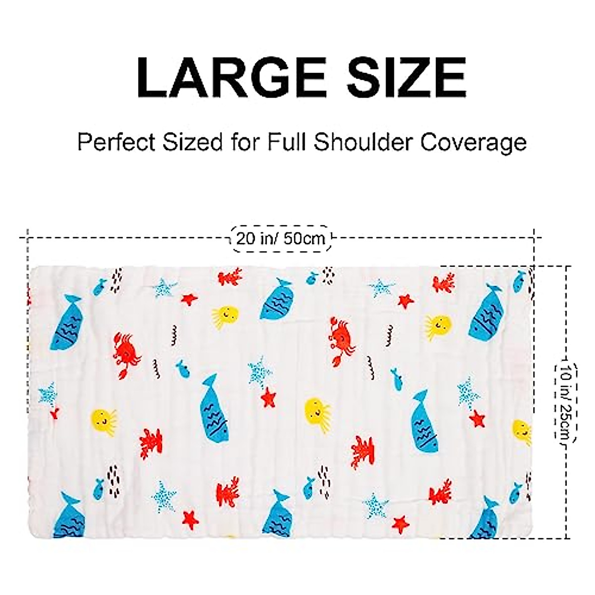 KOROTUS Muslin Burp Cloths Washcloths Face Towels 5-Pack Extra Large 10 X 20 Inch of Baby Burp Cloths 100% Organic Cotton 6 Layers Soft