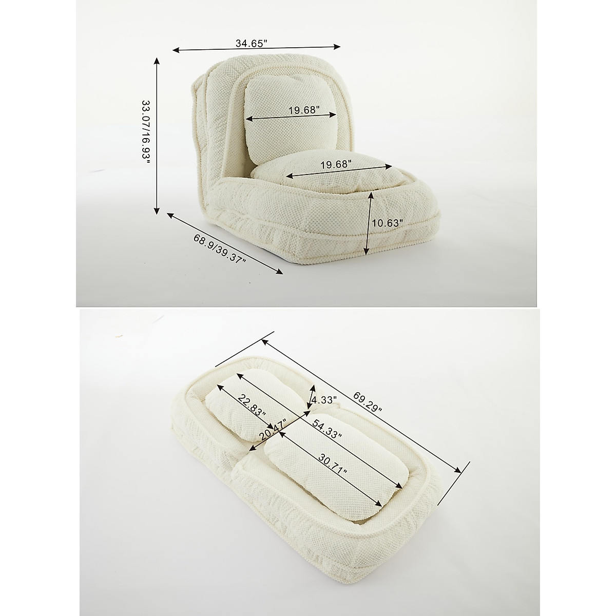 Human Dog Bed,Lazy Sofa Couch with 5 Adjustable Position, Sit,Sleep,Fold,Suit to Put in Bedroom Living Room (Gray@Foldable)