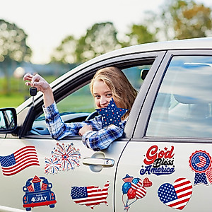 24 Pieces Patriotic Magnets 4th of July Car Refrigerator Magnets Independence Day Gnomes USA Flag Decorative Magnetic Stickers for Fridge Metal Door Mailbox Locker Office Cabinets Decor