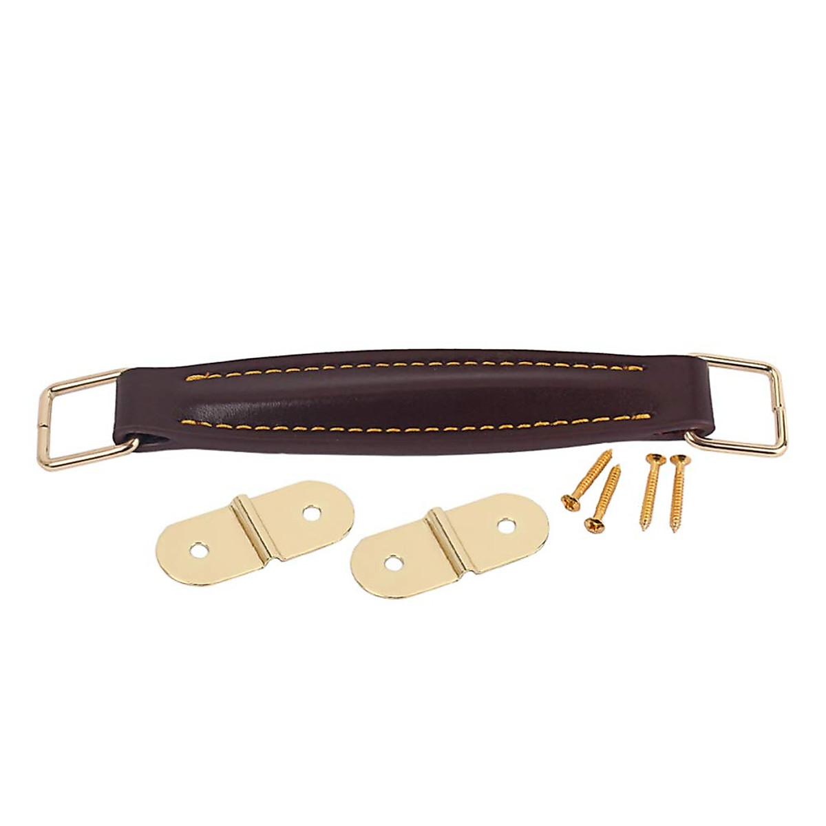 Amplifier Handle Leather Strap PU Leather Handle Replacement Parts with Mounting Screws for Guitar Audio Amplifier, 1 pcs (Coffee)