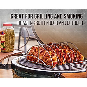 BBQ Rib Racks for Smoking, Classic Joe, BGE Grill Expander Rack Accessories - Optimizes Grilling Space, Standing Roast Rack Allows for more Even Cooking, Works with 18" or Larger Size Grill, Stainless
