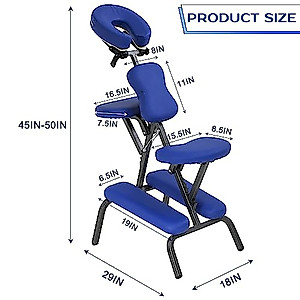 Massage Chair Portable Massage Chairs Tattoo Spa Massage Chair Height Adjustable Folding Leather Travel Salon Chair w/Free Carry Case (Blue)
