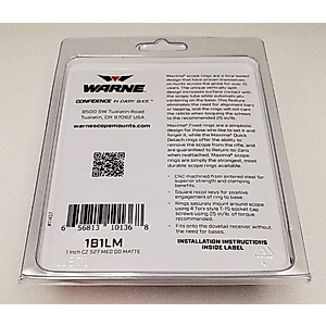 Warne 1 inch CZ, QD, Med Matte Black, Scope Optic Rings