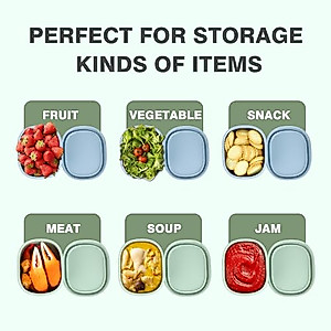 mwellewm 6 Pcs Silicone Food Storage Containers with Lids, Nesting Silicone Snack Box Containers Set Reusable Airtight Dishwasher and Freezer Safe Carry(6.7oz, 10oz, 20oz) - Green and Blue