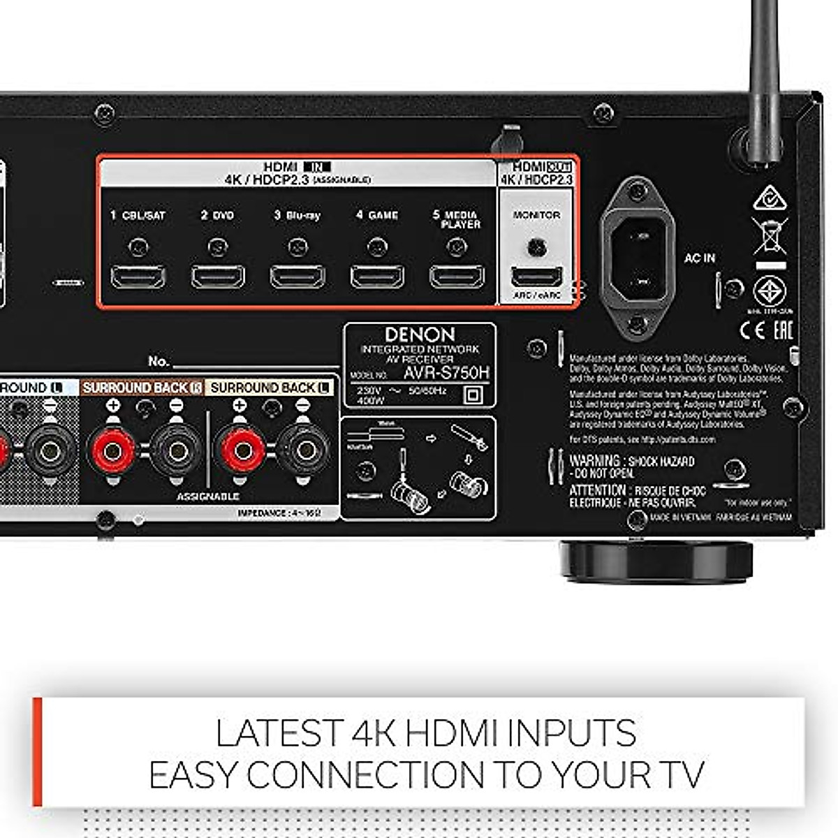 Denon AVR-S750H 7.2 Channel AV-Receiver, HiFi Amplifier, Alexa Compatible, 6 HDMI Inputs, 4K, Dolby Atmos & Vision, Bluetooth, Music Streaming, AirPlay 2, HEOS Multiroom