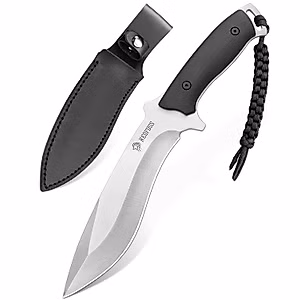 NedFoss Kukri Machete with Sheath, 6" AUS-8 Steel Blade, 0.23" Thickness, G10 Handle, 11.3'' Full Tang Survival Knife, Camping Gifts for Men Women