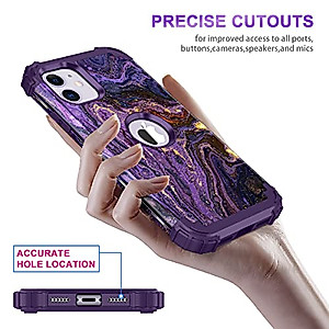 Miqala for iPhone 11 Case with 2 Tempered Glass Screen Protector+ 2 Camera Lens Protector,Three Layer Shockproof Heavy Duty Full Body Protective Case for Apple iPhone 11 6.1 inch.,Purple