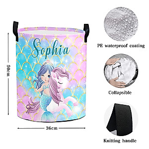 Custom Laundry Basket Name Pattern Laundry Basket Personalized Collapsible Laundry Hamper with Name Dirty Clothes Storage Basket with Handles (Multi37)