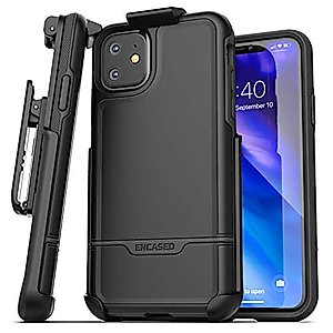 Encased iPhone 11 Belt Clip Holster Case (2019 Rebel Armor) Heavy Duty Rugged Full Body Protective Cover with Holder (Black)