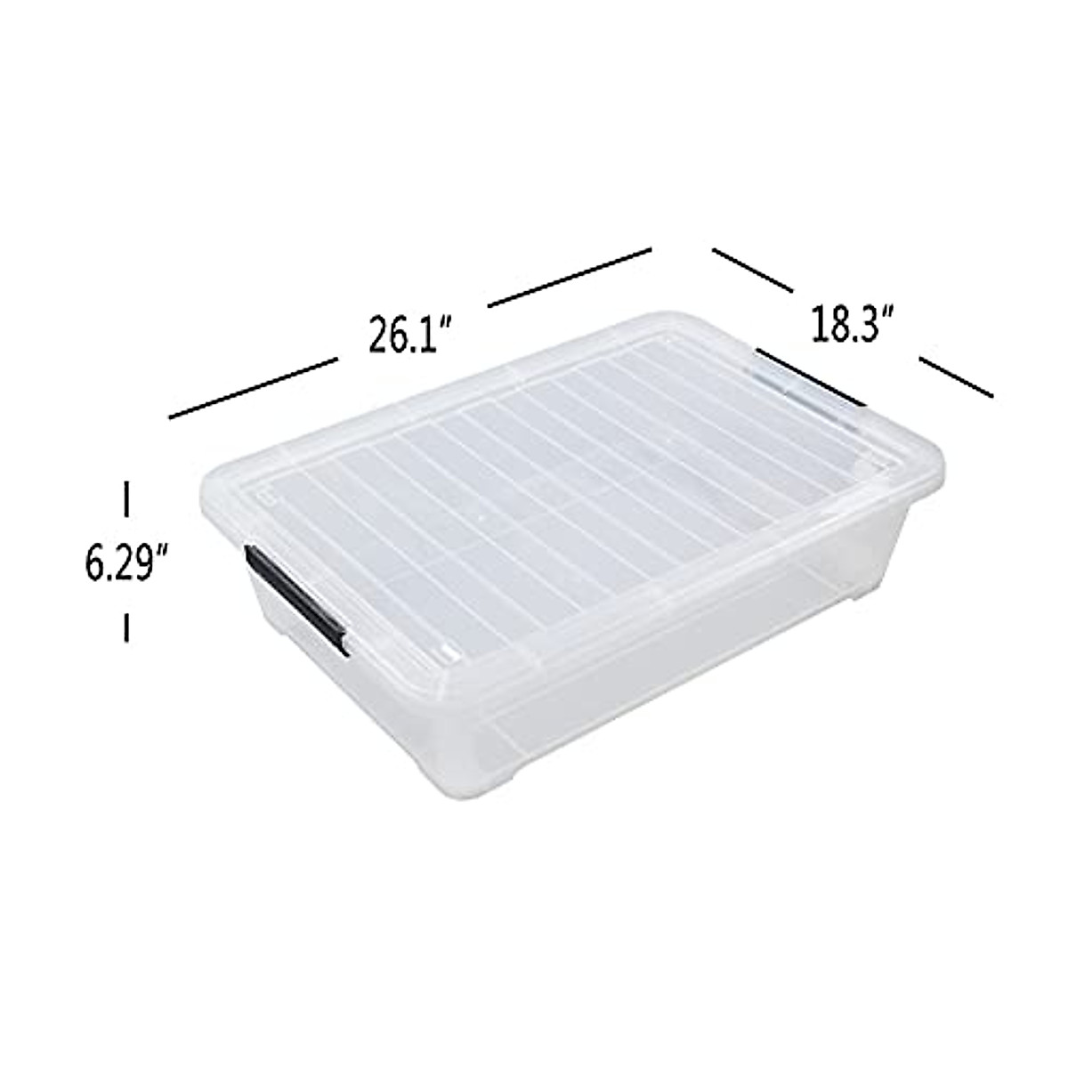 Xyskin 4 Packs 40 Quart Plastic Large Under Bed Storage Box, Clear Storage Bin with Wheels