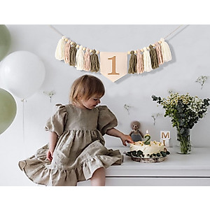Boho 1st high chair banner - Wood Bead Tassel Garland,Boho birthday decor,Yarn tassel garland,Cake Smash Backdrop Banner,Birthday High Chair Yarn Tassel Banner,Girl's boho birthday,Baby Nursery Decor
