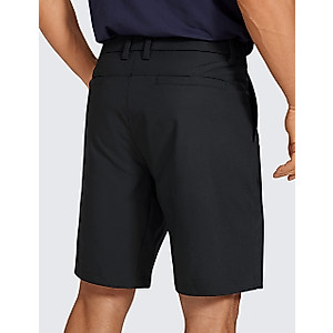 CRZ YOGA Men's All Day Comfy Golf Shorts - 9" Stretch Lightweight Flat Front for Casual Work with Pockets Black 36W x 9L