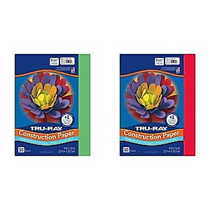 Tru-Ray Construction Paper Festive Green and Tru-Ray Construction Paper Festive Red 9" x 12" Bundle