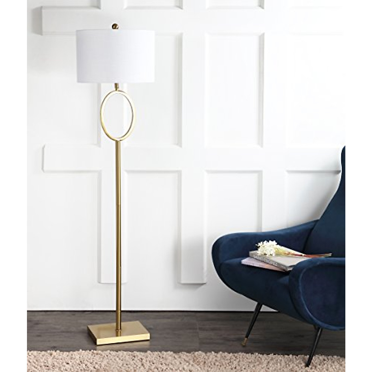 JONATHAN Y JYL1089A April 61" Metal LED Floor Lamp, Modern, Contemporary, Glam, Traditional, Office, Living Room, Family Room, Dining Room, Bedroom, Hallway, Foyer, Brass