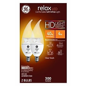 GE Lighting 234670 4W Soft White CAC LED Light Bulb - Clear44; Pack of 2