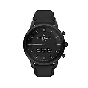 Fossil Men's Neutra Gen 6 Hybrid 44mm Stainless Steel and Leather Smart Watch, Color: Black (Model: FTW7074)