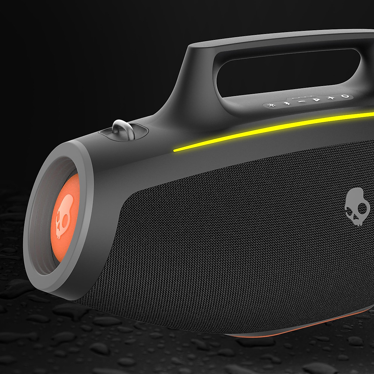 Skullcandy Barrel Bluetooth Boombox Speaker – Water-Resistant Wireless Portable Speaker, with LED Lightshow Mode, 12 Hour Battery, Multi-Link, & USB-C & USB-A Output Charging