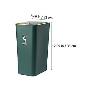 Trash Can Garbage Bin Wastebasket: Bathroom Rubbish Can Trash Barrel Waste Basket Garbage Bucket with Press Type Lid for Office Kitchen Bedroom Green