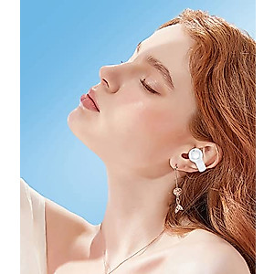 TWS Bluetooth 5.3 Earphones Wireless Headphones Ear Hook HiFi Stereo with Mic Sports Waterproof Headsets Earbuds Noise Reduction (White)