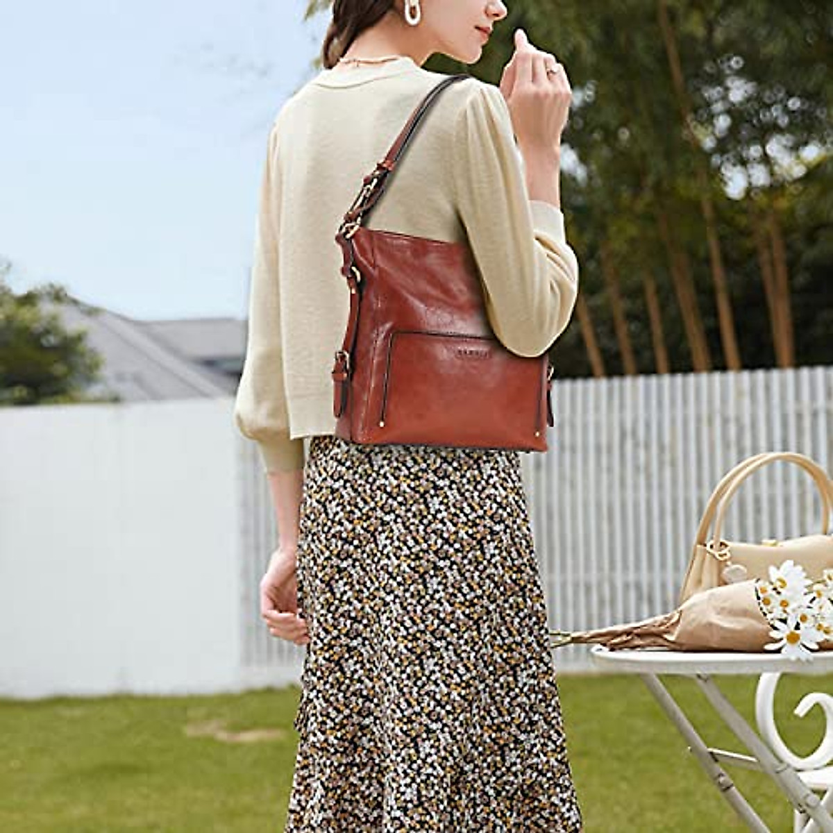 Banuce Vintage Full Grains Italian Leather Hobo Handbags for Women Crossbody Purse Ladies Shoulder Messenger Bag