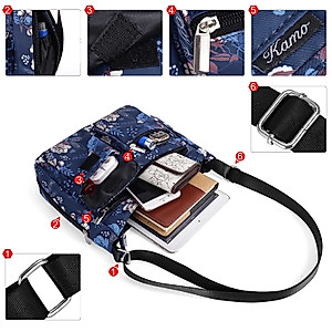 Kamo Crossbody Bag for Women - Multi-pocket Shoulder Bag Lightweight Messenger Bag Casual printed Purse Handbag Travel Bag
